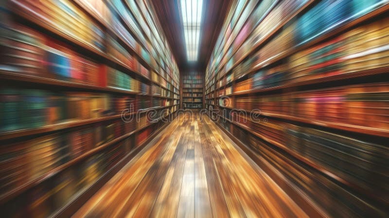 Wide-angle Shot of a Library with a Motion Blur Effect. Stock Image ...