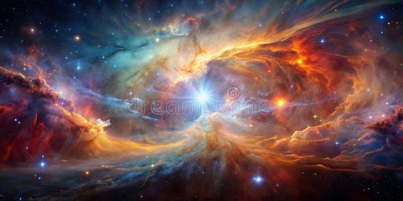 A Wide Angle Shot of a Massive Nebula Glowing Brightly in Deep Space ...