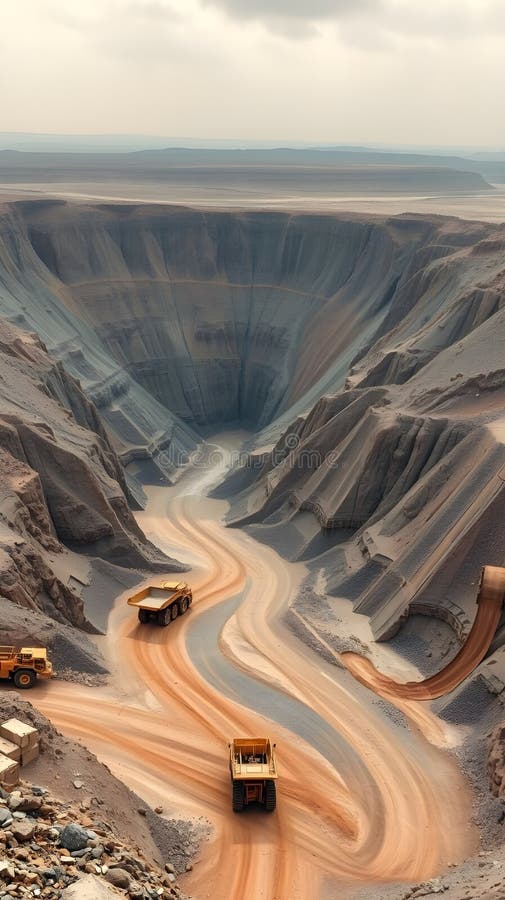 Wide-angle Shot of a Massive Open-pit Mine Stock Illustration ...