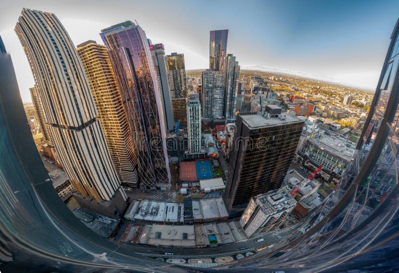 Wide Angle Shot of the Melbourne Skyline at Dusk Editorial Photo ...