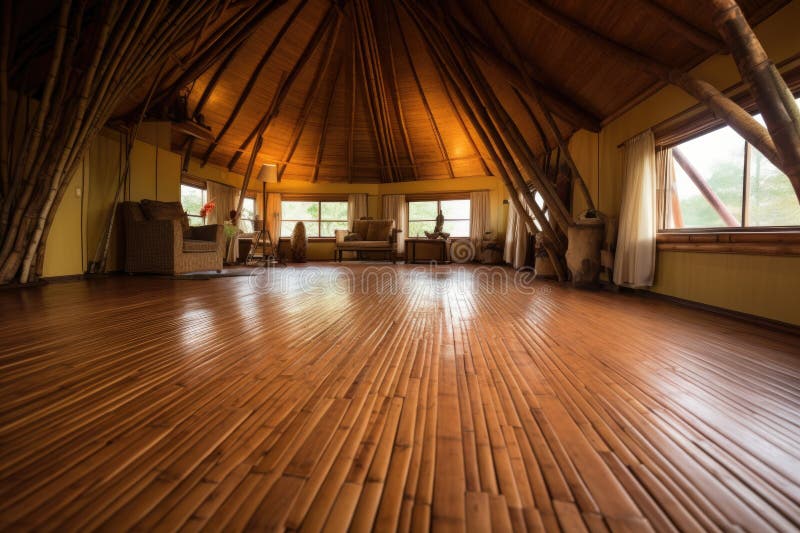 Wide-angle Shot of a Pristine Bamboo Floor in a Room Stock Illustration ...