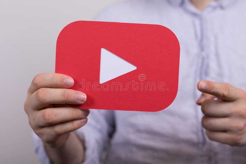 Wide Angle Shot of a Red Youtube Sign Held by a Person Editorial Image ...