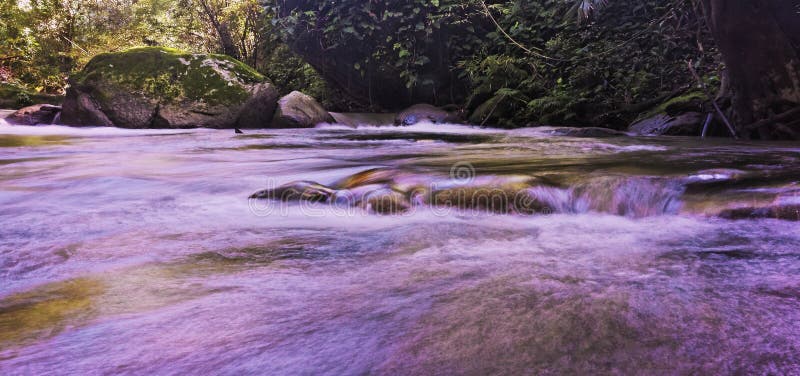 Wide Angle Shot of a River Surrounded by Rocks and Stones Stock Image ...