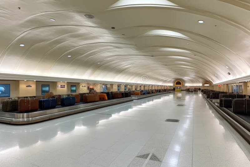 Wide-angle Shot of Spacious Baggage Claim Hall Stock Illustration ...