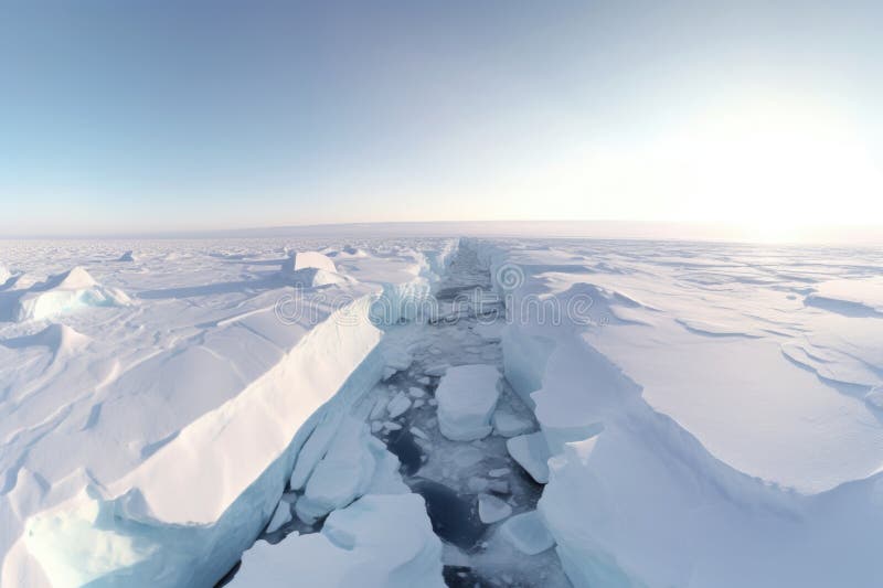 Wide Angle Shot of Vast Ice Sheet Breaking Off Stock Illustration ...