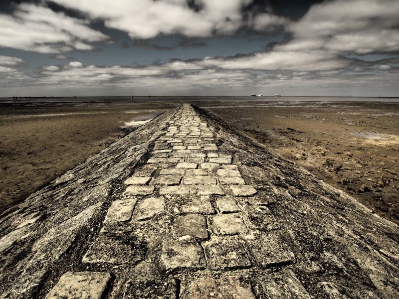Wide Angle Shot of a Walkway Made of Stone Surrounded by the Desert ...