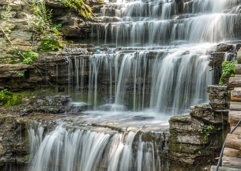 Wide Angle Shot of a Waterfall in Chittenango Falls State Park in the ...