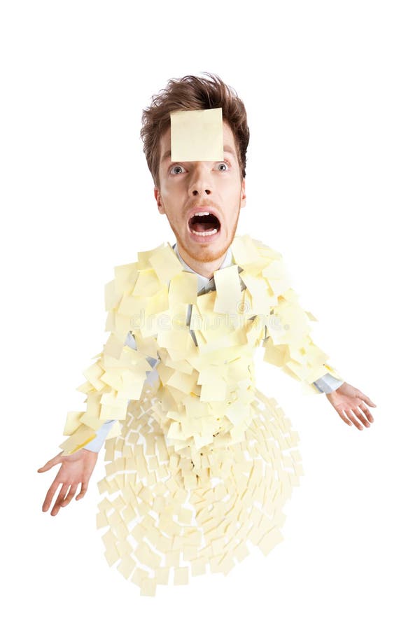 Wide Angle Shot of Young Man with a Sticky Notes Stock Image - Image of ...