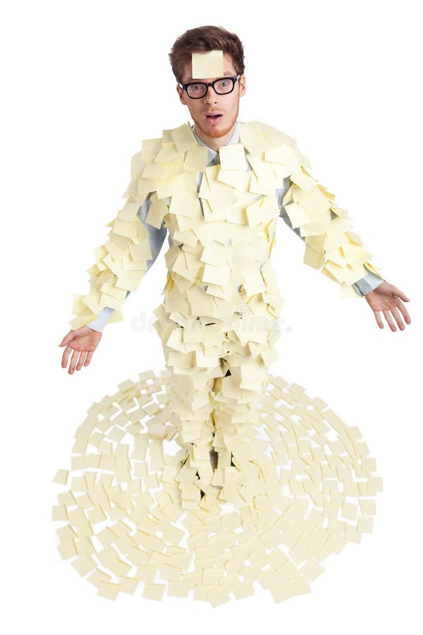 Wide Angle Shot of Young Man with a Sticky Notes Stock Image - Image of ...