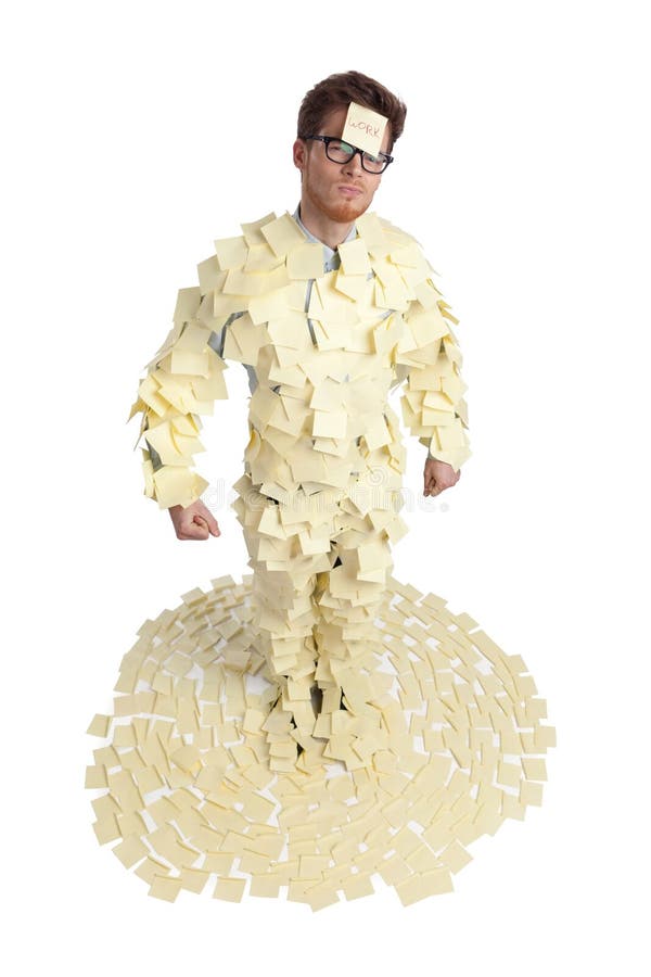 Wide Angle Shot of Young Man with a Sticky Notes Stock Photo - Image of ...