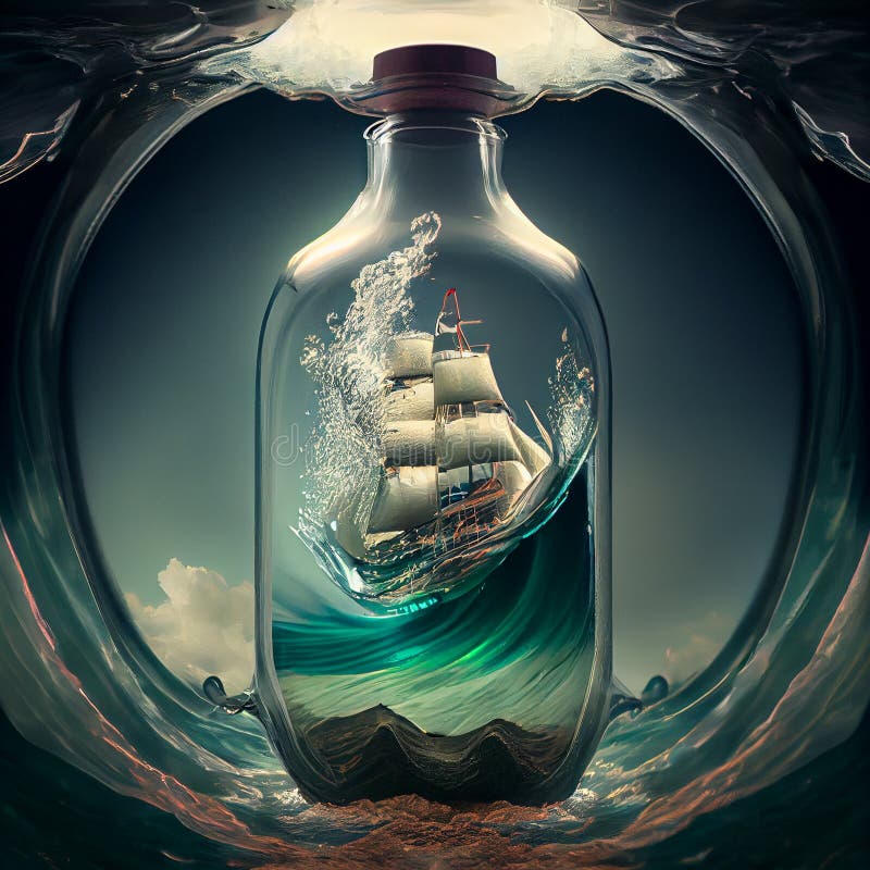 Wide Angle Split Photography of a Ship Inside Stock Illustration ...