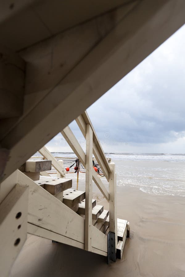 Winter at the Lifeguard Hut Stock Image - Image of fence, bannister ...
