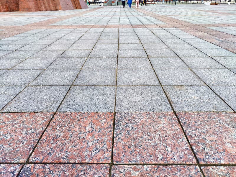 A Wide-angle View Captures the Texture and Patterns of a Tiled Plaza ...