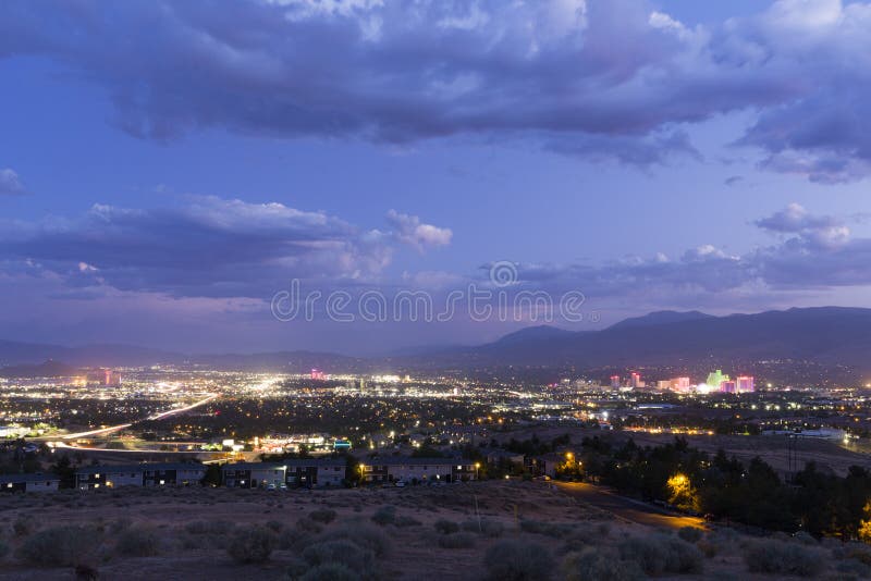 Wide Angle View of the City of Reno during a Wind and Dust Storm ...