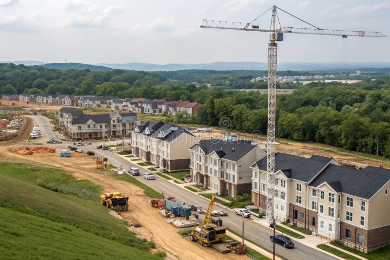 Wide-angle View of Construction Site with Row-style Housing Stock ...