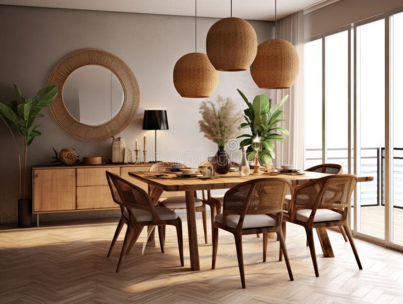 Wide Angle View of a 3D Model Dining Room for Dining Room Mediterranean ...