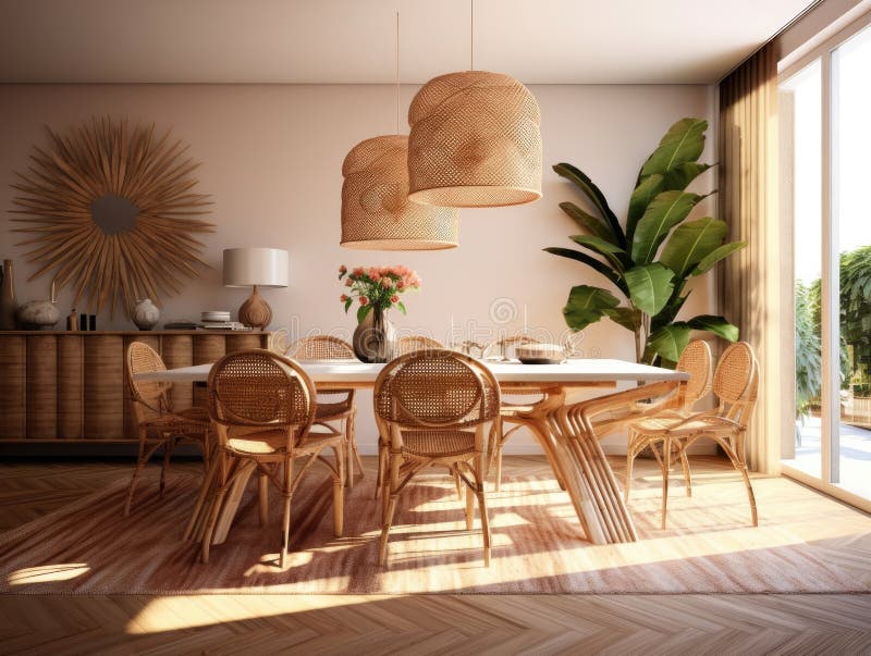 Wide Angle View of a 3D Model Dining Room for Dining Room Mediterranean ...