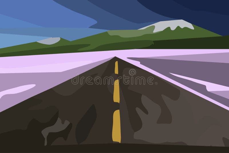 Wide Angle View of a Direct Road Stock Photo - Image of mountain, light ...