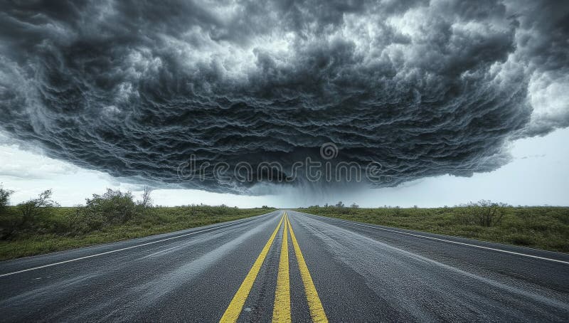 A Wide-angle View of a Dramatic Environment Featuring Stormy Skies Over ...