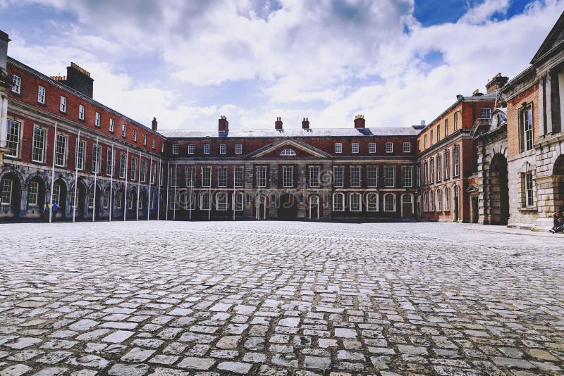 Wide Angle View of Dublin Castle`s Courtyard in Ireland Editorial Photo ...