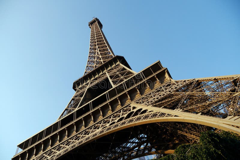Wide Angle View of Eiffel Tower Stock Image - Image of steel, tower ...