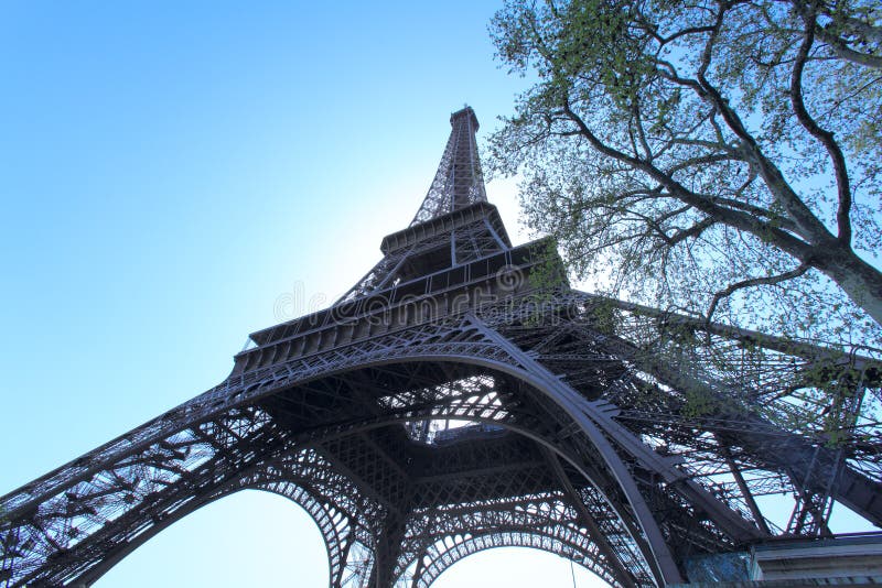 Wide-angle View of Eiffel Tower, Paris, France Stock Image - Image of ...