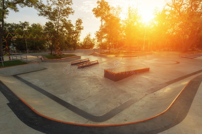 Empty Skatepark in the Morning Stock Image - Image of extreme ...