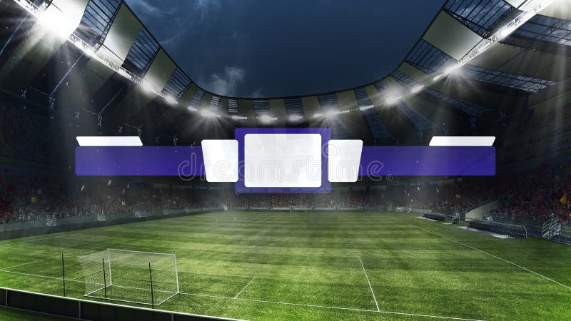 Wide-angle View of Empty Soccer Stadium Under Dramatic Night Sky, with ...