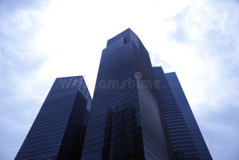 Wide Angle View of High Rise Building Stock Image - Image of night ...