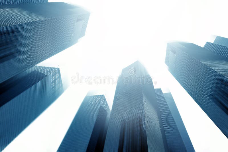 Wide Angle View of High Rise Building Stock Image - Image of district ...