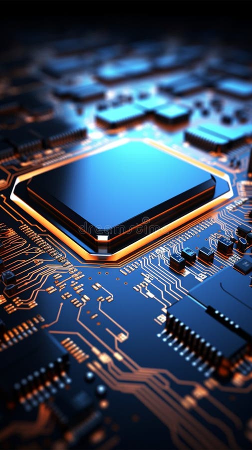 Wide Angle View of High Tech Circuitry Abstract 3D Background Texture ...