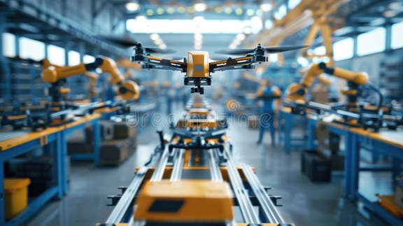 Advanced Drone Manufacturing Facility with Robotic Assembly and Quality ...