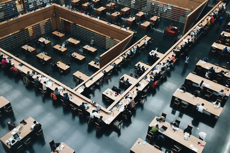 Wide-angle View of the Main Reading Room of the National Library of ...