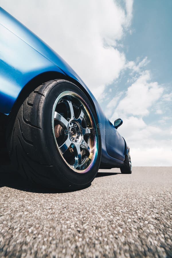 Wide Angle View of a Modern Custom Fast Car with Decorated Wheel ...