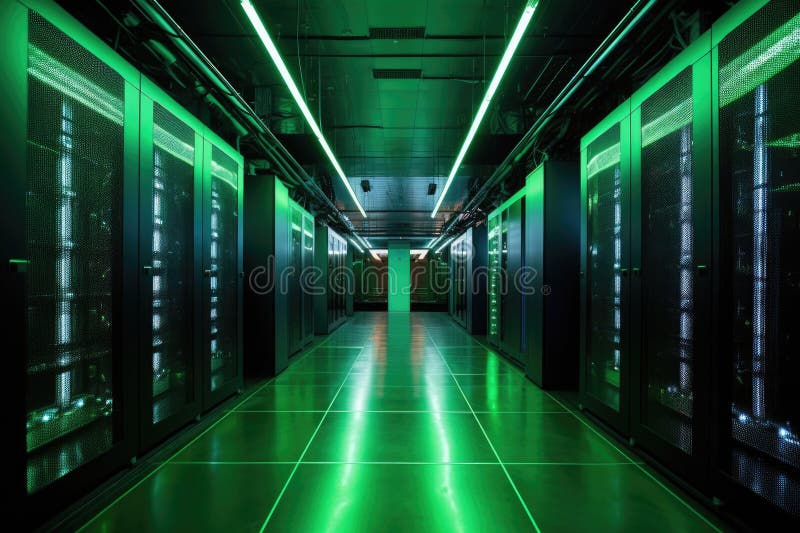 Wide-angle View of a Modern, High-tech Data Center Stock Illustration ...