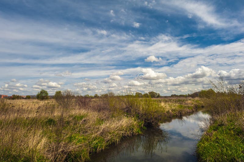 Wide angle view of river stock image. Image of lietuvoje - 177826933