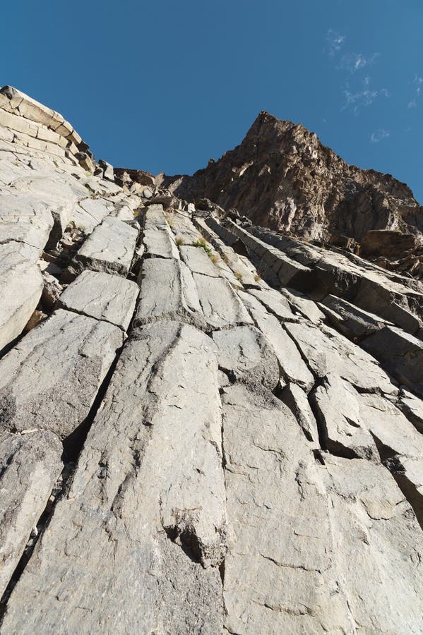 Wide Angle View of a Rocky Slope on a Sunny Summer Day. Structural ...