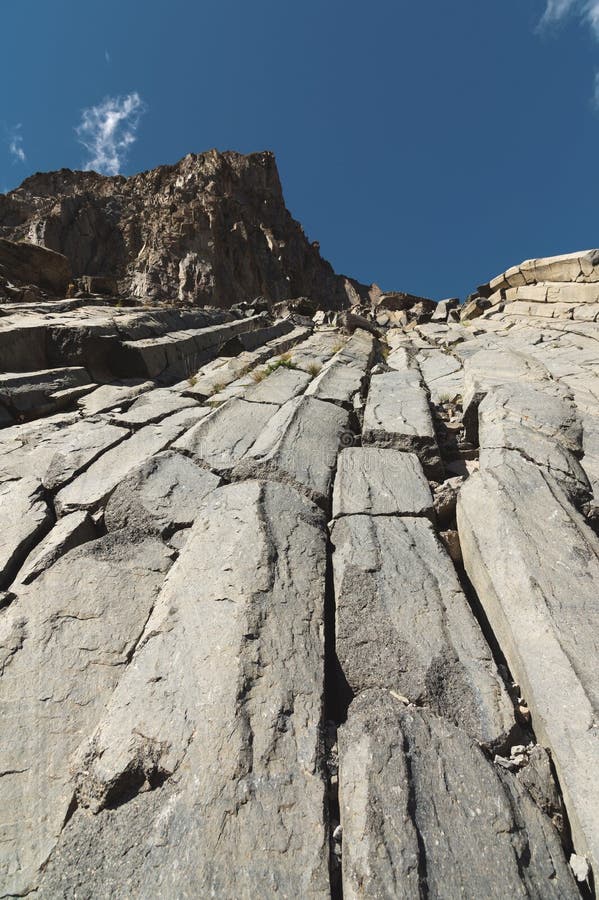 Wide Angle View of a Rocky Slope on a Sunny Summer Day. Structural ...
