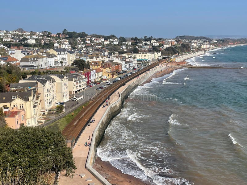 Wide Angle View of the Seafront at Dawlish, Devon Stock Image - Image ...