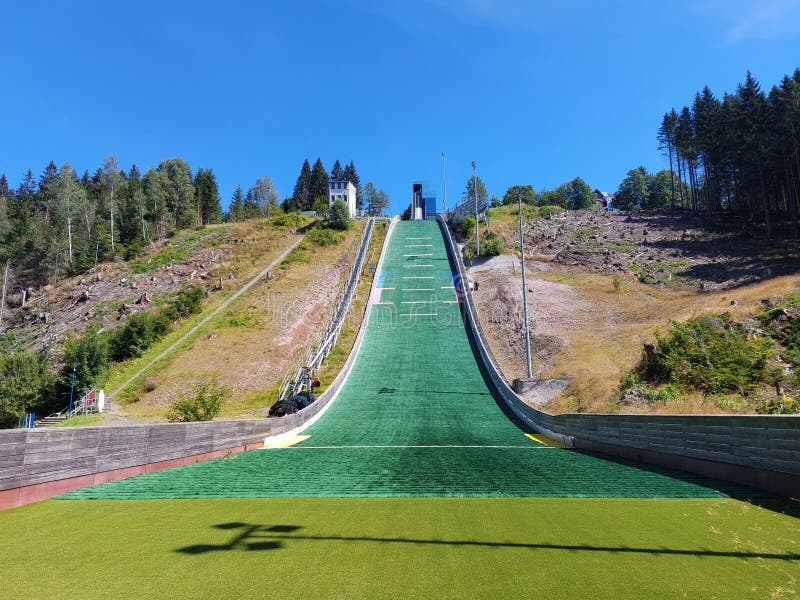Wide Angle View of Ski Jump Ramp from Below in Oberhof, Germany Stock ...