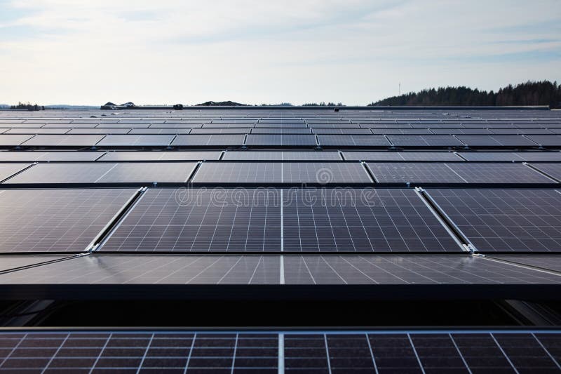 Wide-angle View of Solar Panels Installation Stock Image - Image of ...