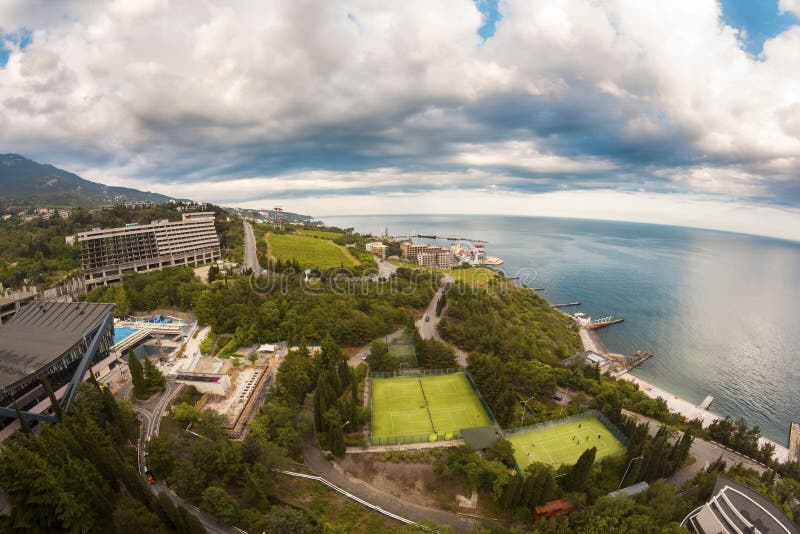 Wide Angle View To Sea and Beach Stock Image - Image of azure, calm ...