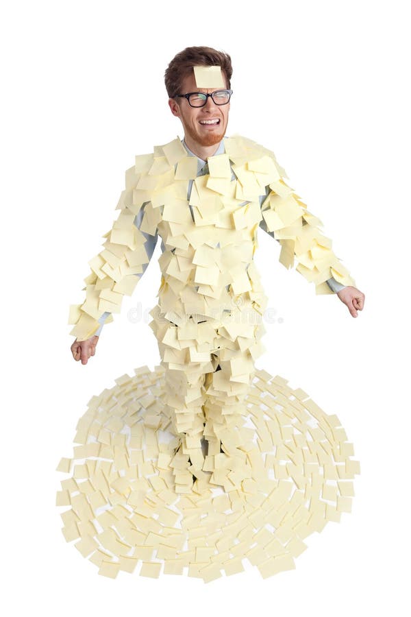 Wide Angle View of Young Man with a Sticky Notes Stock Image - Image of ...