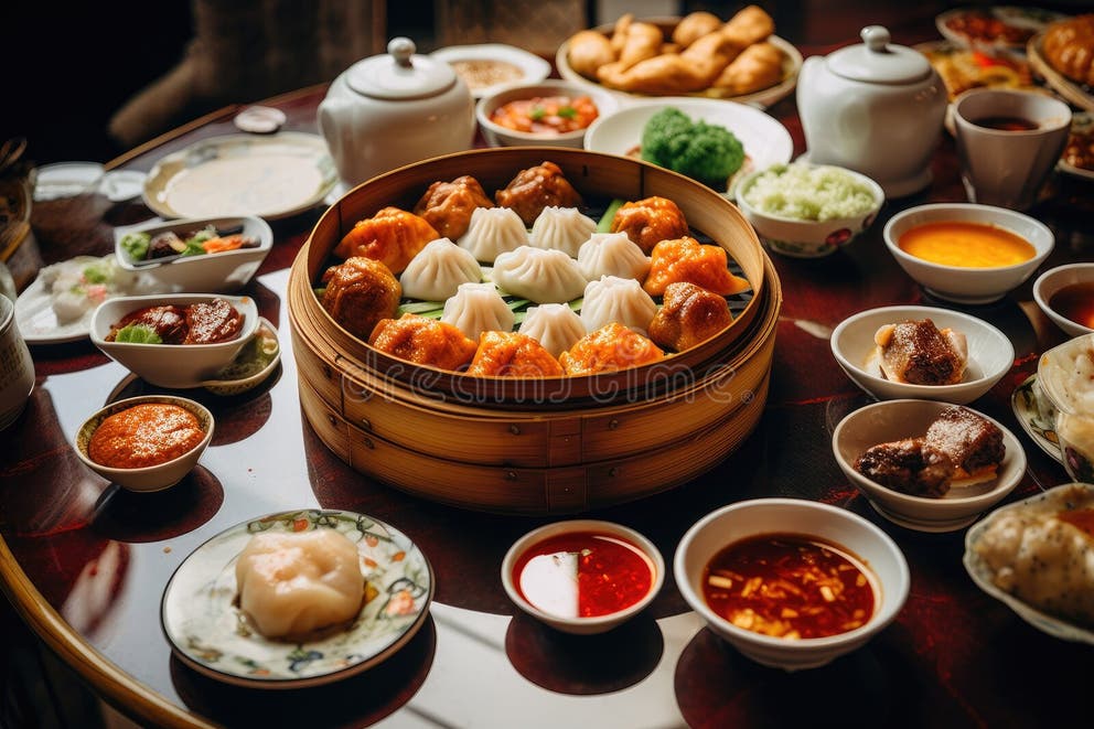 A Wide Array of Appetizing Dishes, Featuring Different Types of Cuisine, Decadently Arranged on ...