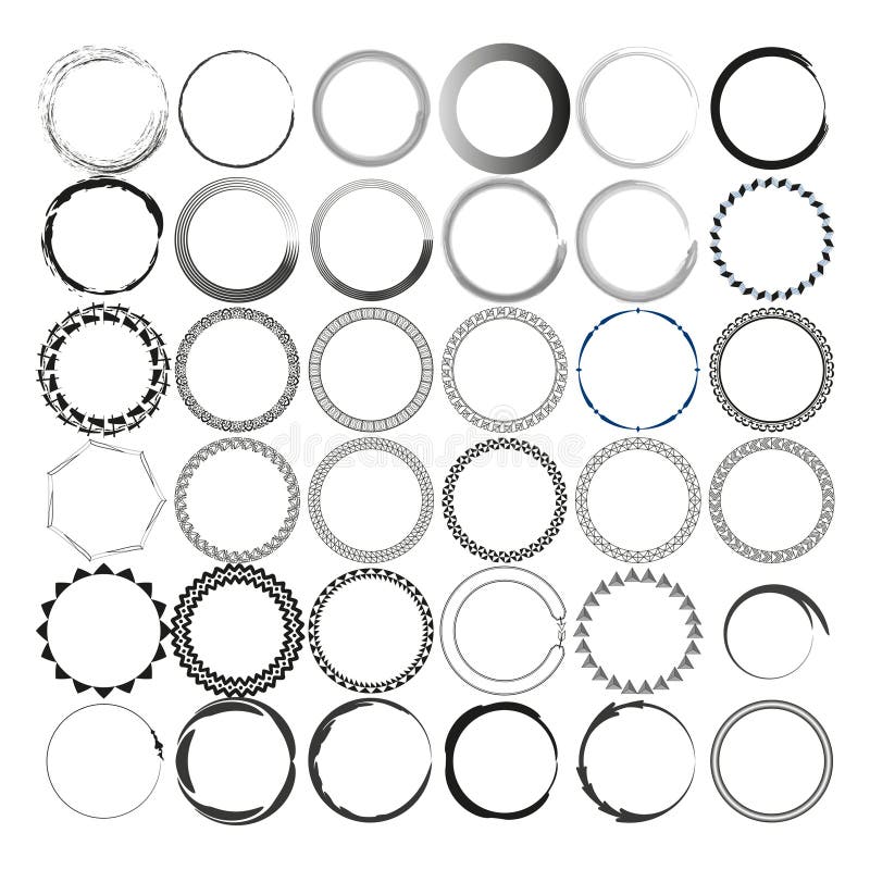 Wide Array of Circular Vector Frames with Different Patterns and Brush ...