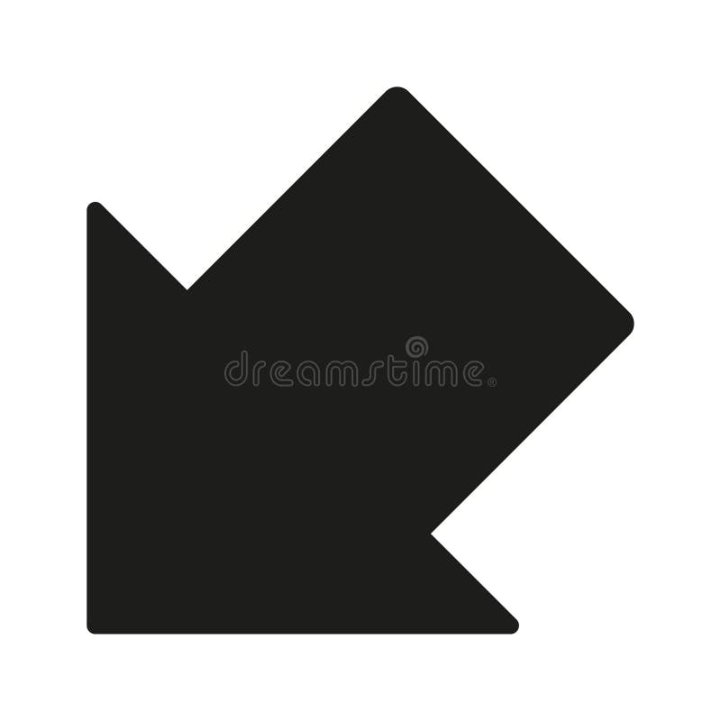 Wide Arrow. Broad Down Arrow To the Left. Vector Illustration. EPS 10 ...