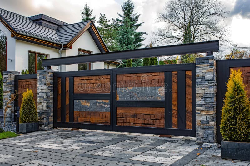 Wide Automatic Gate with Remote Control Stock Photo - Image of security ... Wide Automatic Gate with Remote Control Stock Photo - Image of security ...
