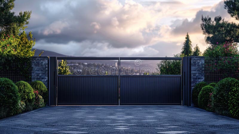 Wide Automatic Gate with Remote Control. Security Concept Stock Image ...