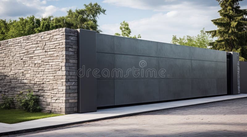 Wide Automatic Sliding Gate with Remote Control. Security and ...