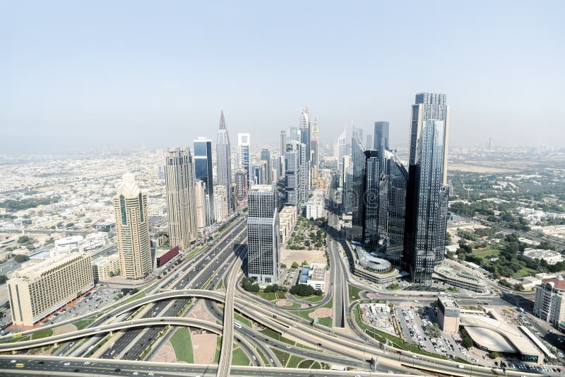 Wide Avenue among the Skyscrapers of Dubai Top View. Editorial Photo ...